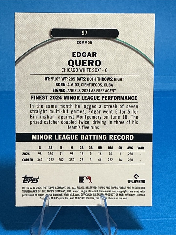 2025 Topps Finest - Common Edgar Quero #97 (RC) | eBay