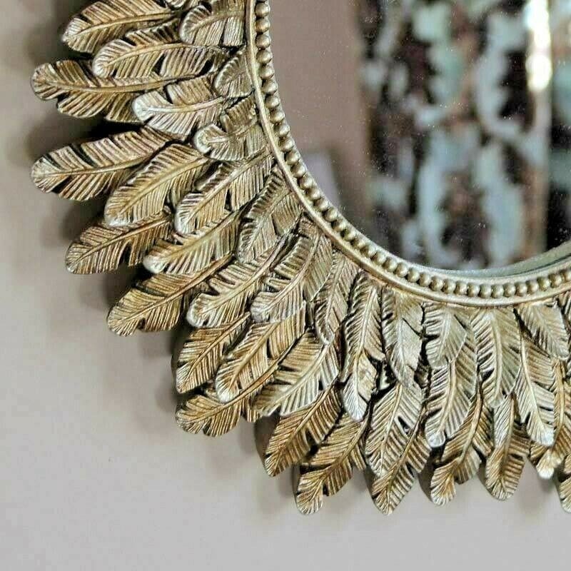 Large Wall Mirror Hanging Heart Round Angel Wings Feathered Home ...