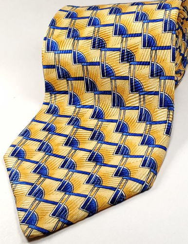 ROBERT TALBOTT Handmade in USA 100% Silk Tie Men's Blue Gold Orange ...