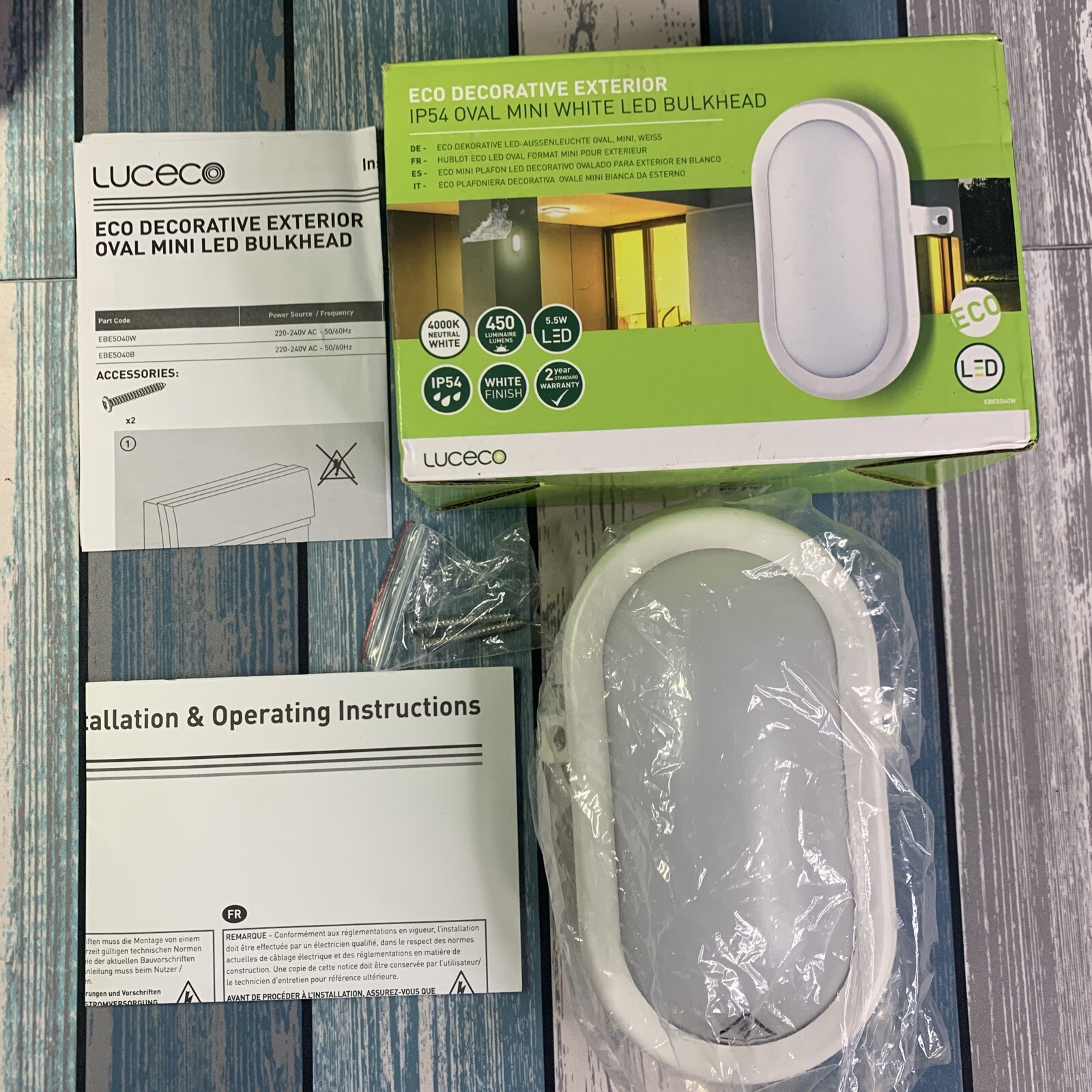 LUCECO IP54 ECO DECORATIVE EXTERIOR OVAL MINI WHITE LED BULKHEAD LIGHT ...