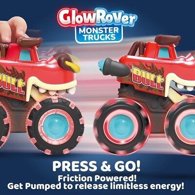 3 Pack Monster Truck Toy - Motion Activated Light-Up Cars for Toddlers ...