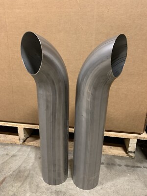 "4""x20"" 304 Stainless Steel Exhaust Stack Curved Top (pair) | Round ...
