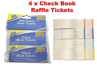 400 X Check Book Raffle Tickets Fundraising Draw Prizes Trivia Ticket 4 ...
