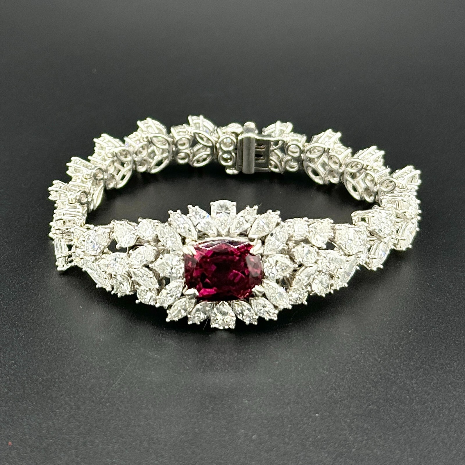19.6CTW MARQ/ROUND/PEAR VVS2 E-F DIAMOND 5.56CT PINK TOURMALINE BRACELET PLAT 6" | eBay