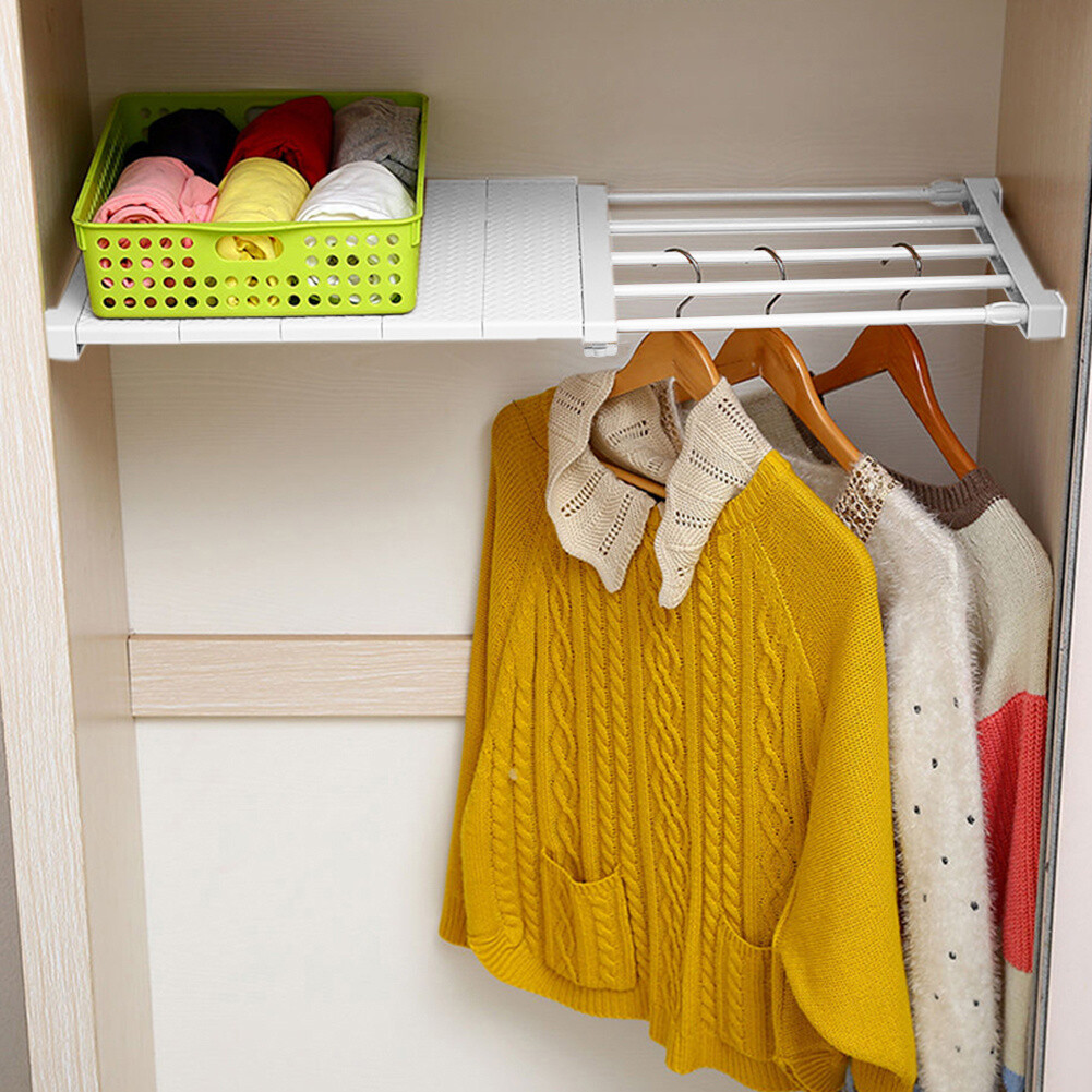 Adjustable Closet Cupboard Storage Shelf Extendable Wardrobe Organizer ...