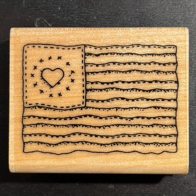 Finders Keepers Quilted Flag Rubber Stamp 1995 FK671 Artistic Stamp ...