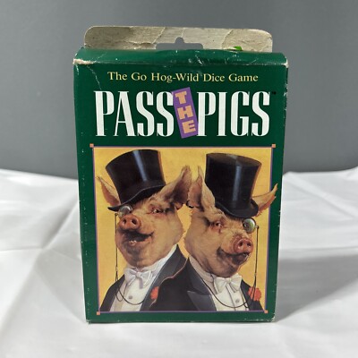 Milton Bradley 1992 Pass the Pigs Dice Game Box Pigs Case Pencil Paper ...