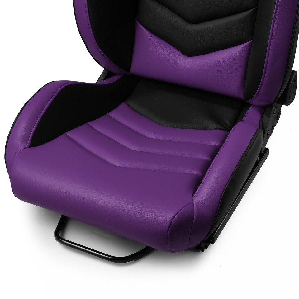 Reclinable PVC EVO-Series Single Racing Seat Car Seat w/Sliders Black ...