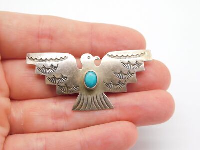 NATIVE AMERICAN INDIAN STERLING SILVER TURQUOISE STONE TRIBAL ...