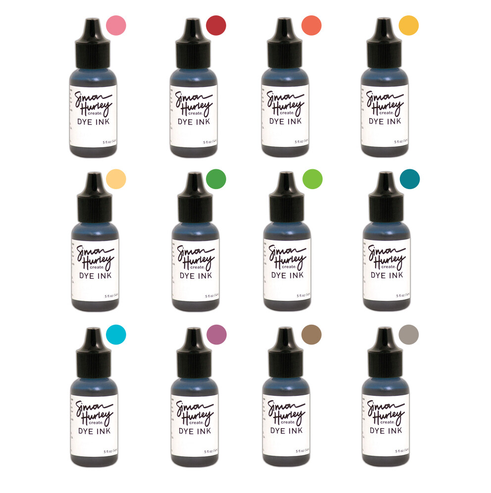 Ranger Simon Hurley Creates Ink Pad Reinkers- Set Bundle of 12 Colors ...
