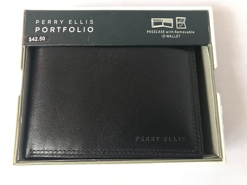Perry Ellis Portfolio Men's Passcase with Removable ID Wallet Black | eBay