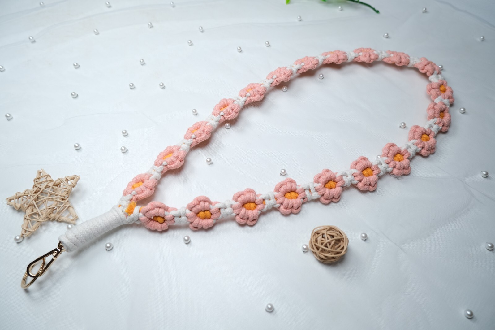 Handmade Macrame Phone Strap Flower Weave Keychain Shoulder Strap Bag ...