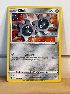 Klink 123/195 Non Holo Common Silver Tempest Pokemon TCG Card Mint ...