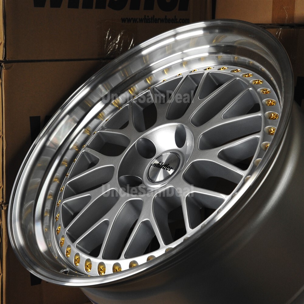 19x9.5 19x11 Staggered Whistler SK10 Silver Mesh Spoke Wheels 5x114.3 4 ...