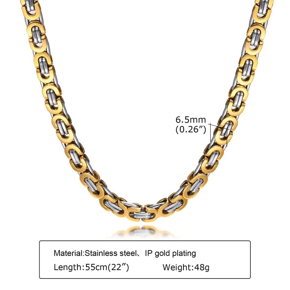 Mens Stainless Steel 4/5/6/8mm Byzantine Box King Chain Necklace ...