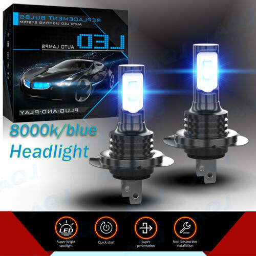 H7 8000K Ice Blue 8000LM COB LED Headlight Bulbs Kit High Low Beam Fog ...