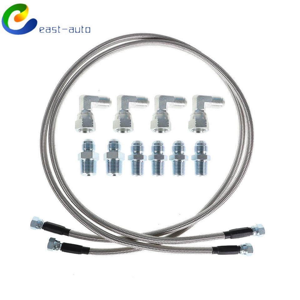 Stainless Steel Braided Transmission Cooler Hoses Lines Kit For Chevy ...