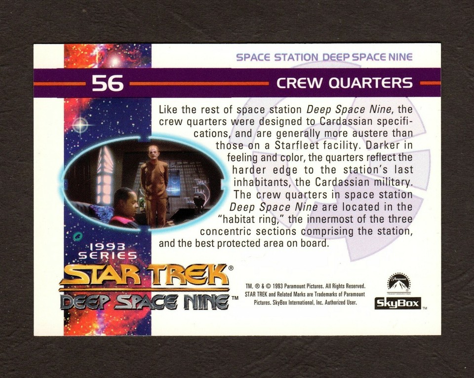 1993 SkyBox Star Trek DS9 Trading Card #56 - Crew Quarters | eBay