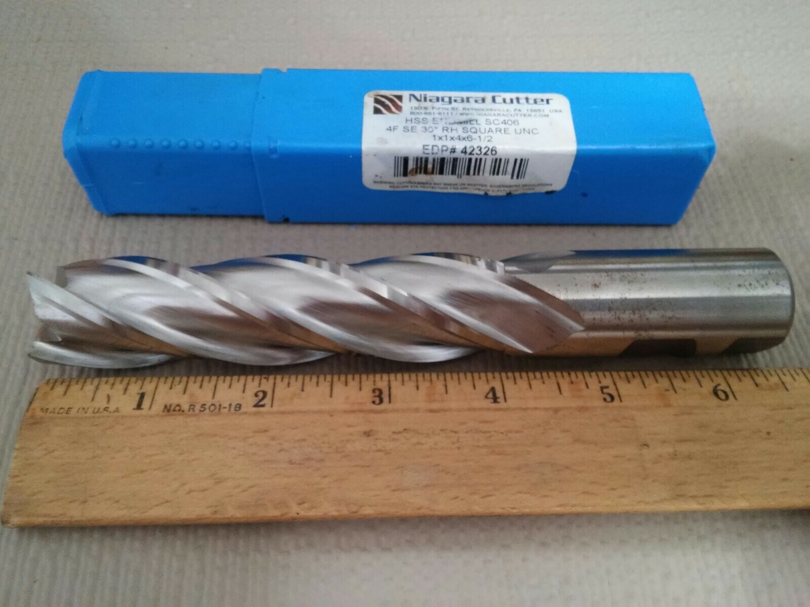 Niagara Cutter 42326 1" HSS End Mill 4FL Center Cut 4" LOC 6-1/2" OAL ...