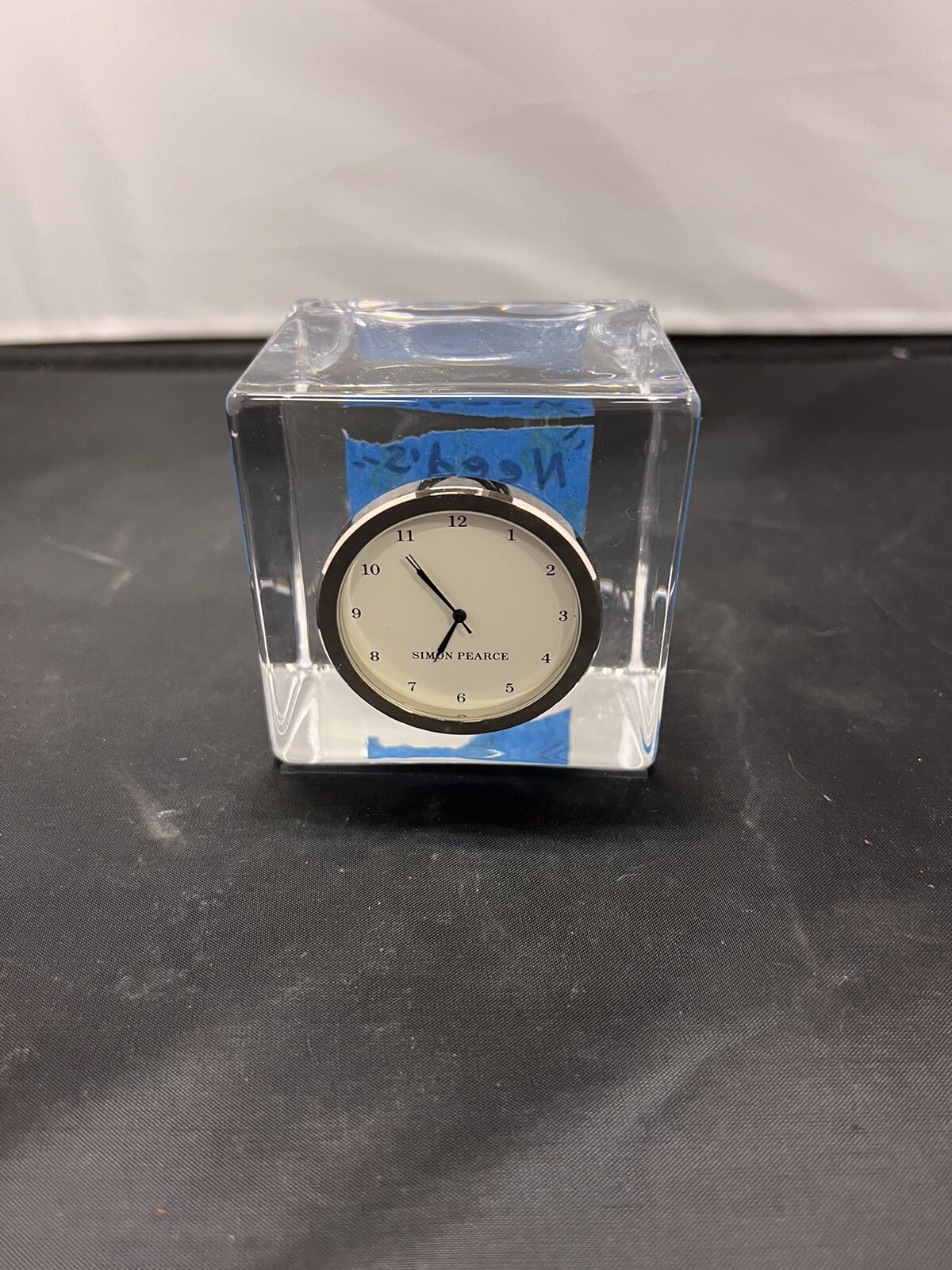 Simon Pearce Woodbury Square Modernist Glass Clock Needs Battery ...