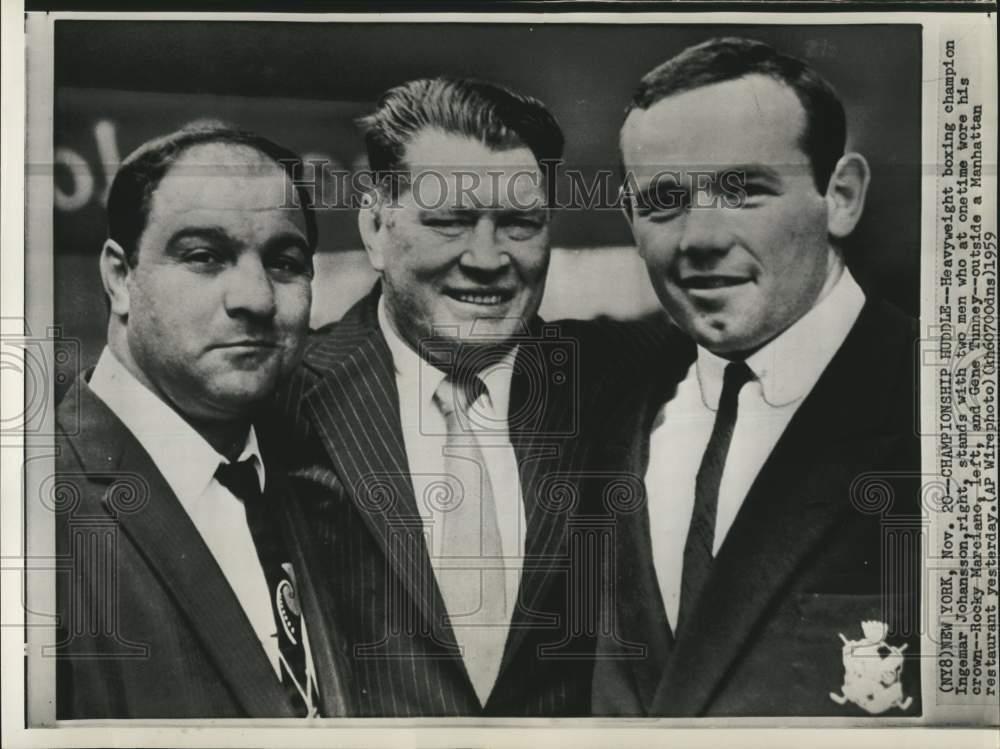 1959 Press Photo Boxers Gene Tunney, Rocky Marciano, Ingemar Johansson ...