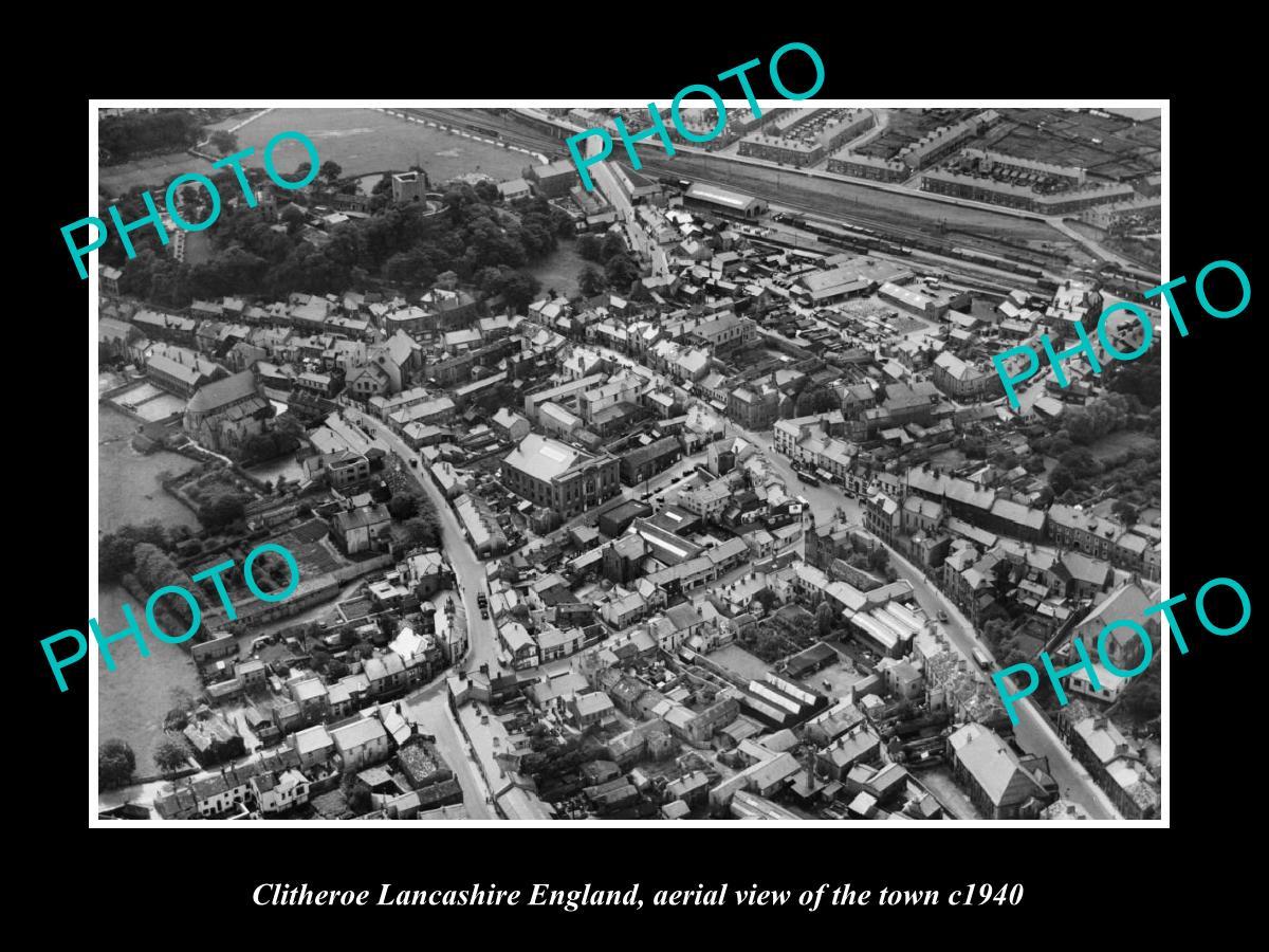 OLD LARGE HISTORIC PHOTO OF CLITHEROE ENGLAND AERIAL VIEW OF THE TOWN ...