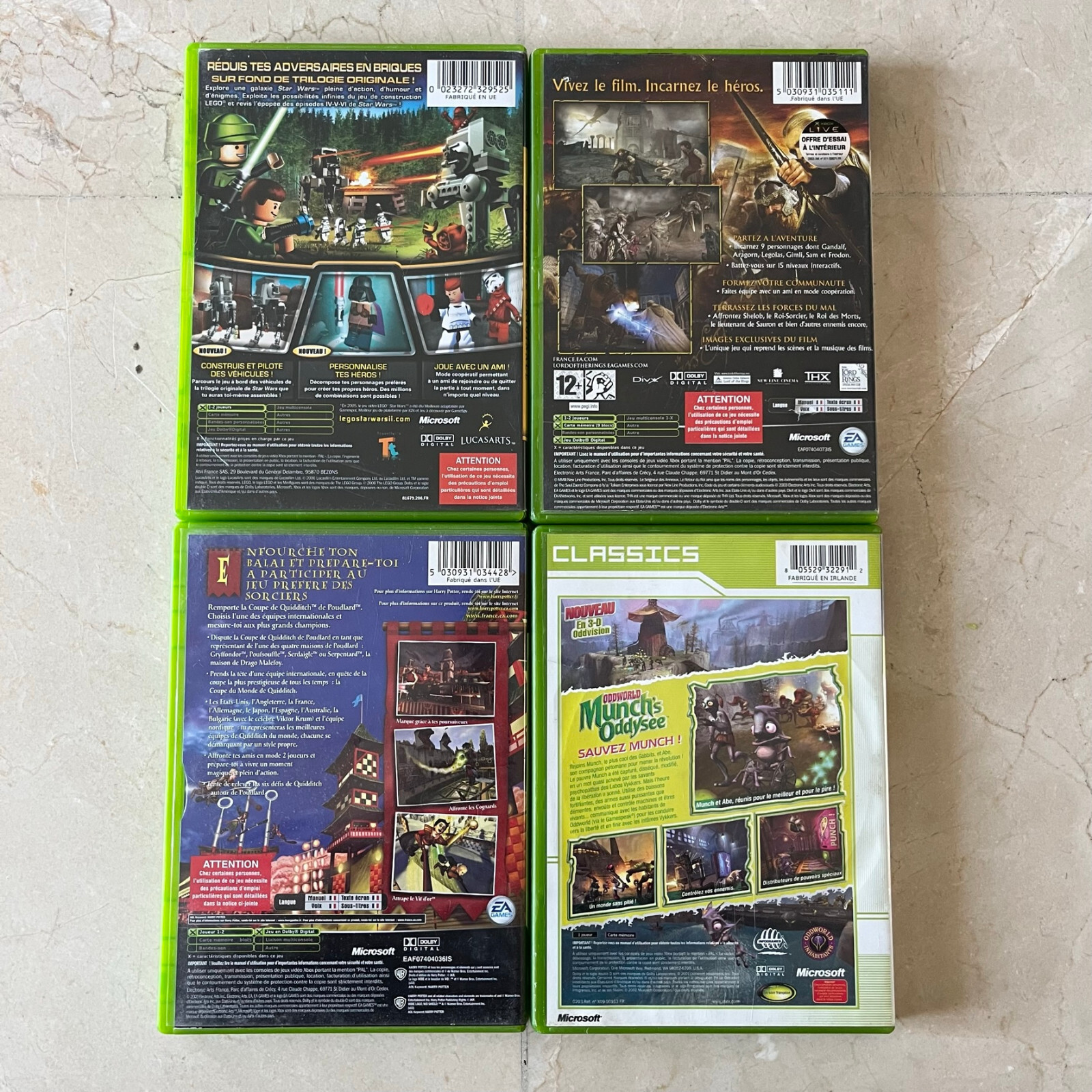 Lot 4 jeux Microsoft Xbox - Lego star wars, LOTR, harry potter ...