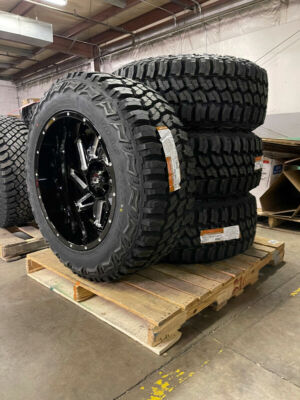 22x12 Vision Spyder Black Wheels 37 MT Tires Package 8x170 Ford Super ...