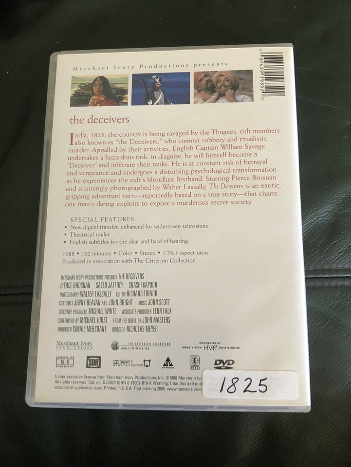 The Deceivers DVD Pierce Brosnan Merchant Ivory Collection Criterion ...