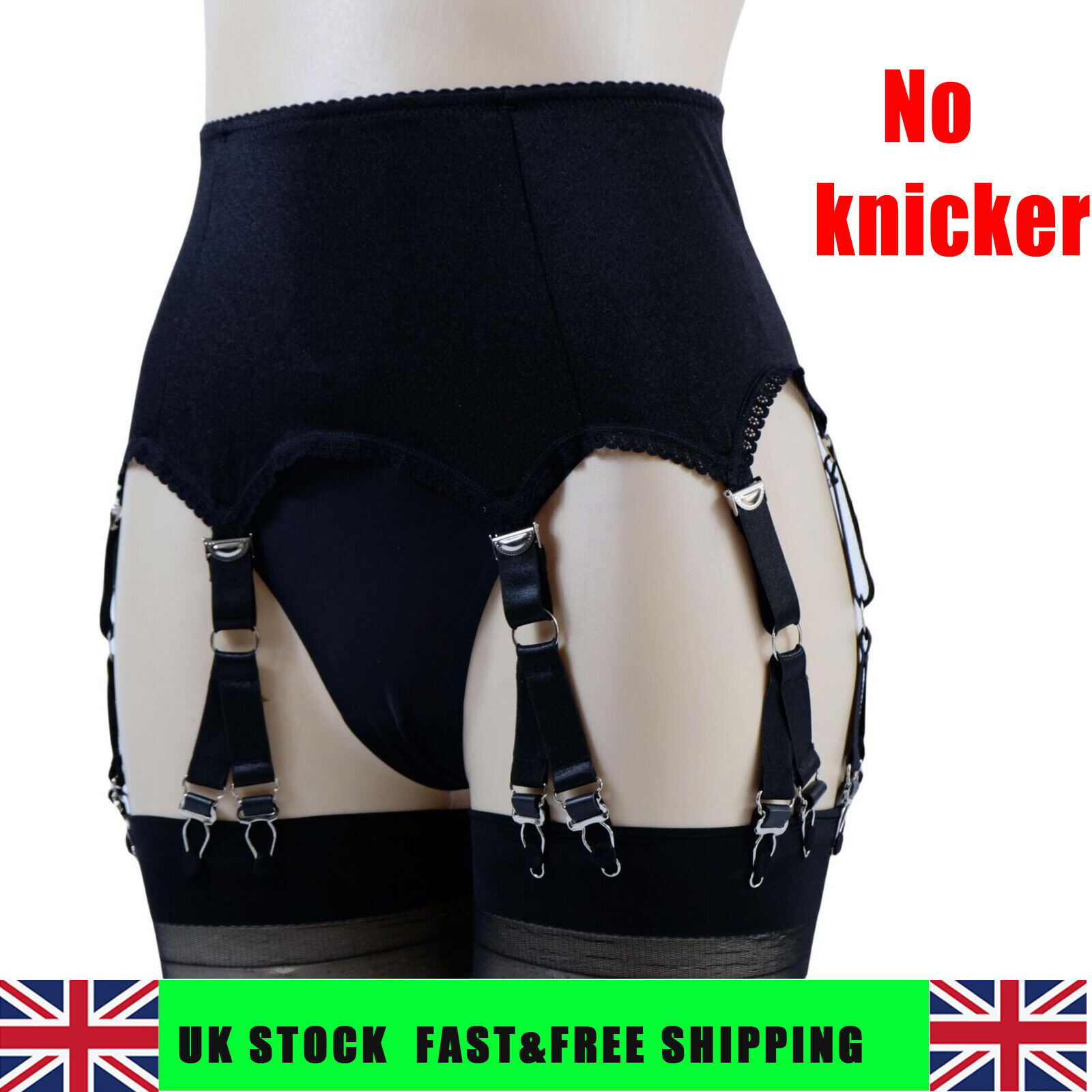 Classic Suspender Garter Belt 6 Y Straps With 12 Metal Claws Nightwear
