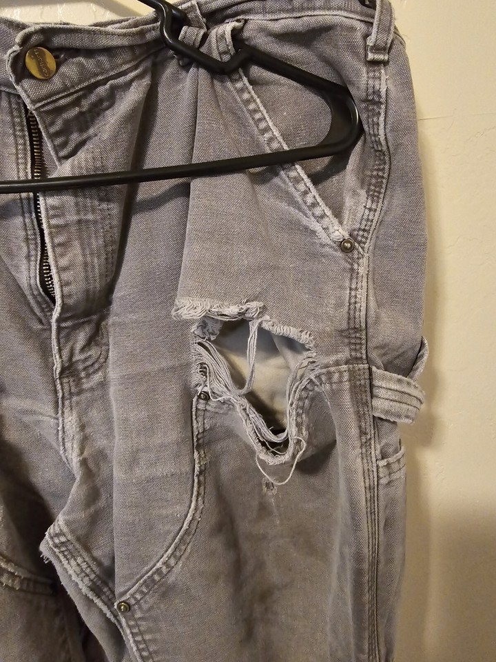 Carhartt B136 GVL Gray Dungaree Mens 36x36 Double Knee Pants WELL ...