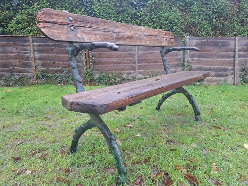 Vintage Faux Bois Branch Cast Iron Antique Garden Bench Seat FREE UK P ...