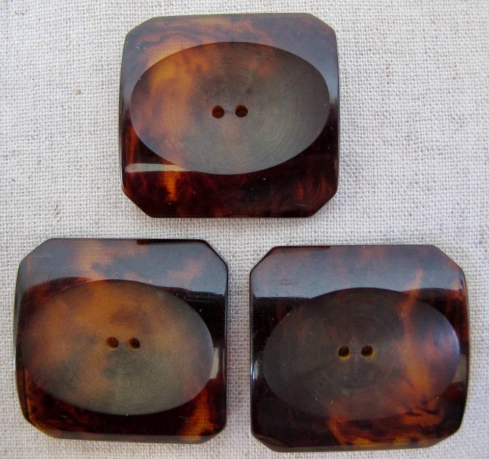 Lot/3 Vintage Square Faux Tortoiseshell Bakelite Buttons 1 1/2" | eBay