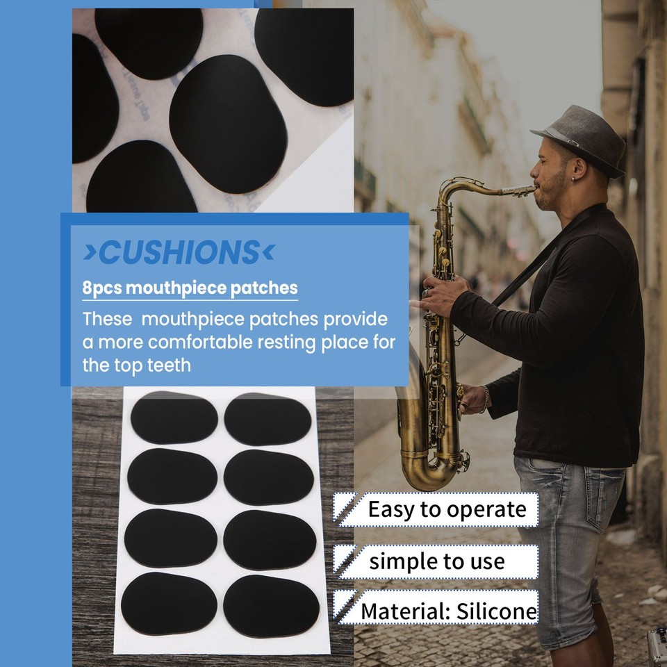 8pcs Alto/Tenor Saxophone Sax Mouthpiece Patches Pads Cushions Black ...