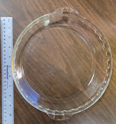 Vintage Pyrex Pie Pan Clear Glass, # 229 10 inch, Ridged Edges with ...