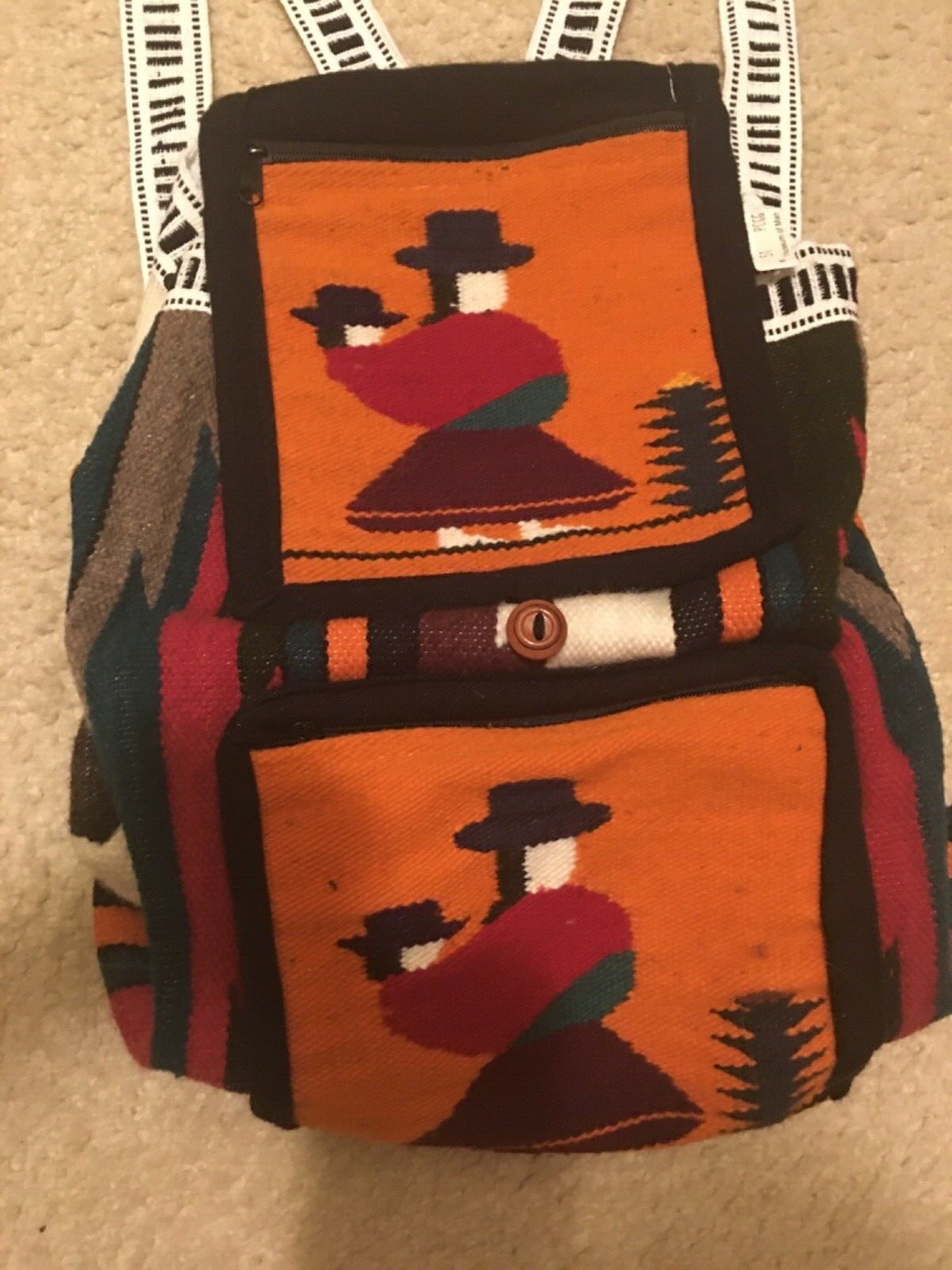 Vintage Hand Made Woolen BACKPACK frm SAN DIEGO MUSEUM OF MAN Book Bag ...