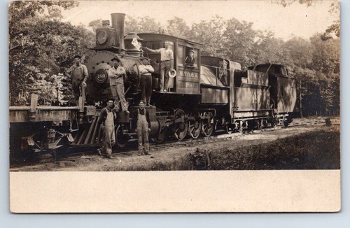 Real Photo postcard New York Ontario & Western railroad locomotive crew ...