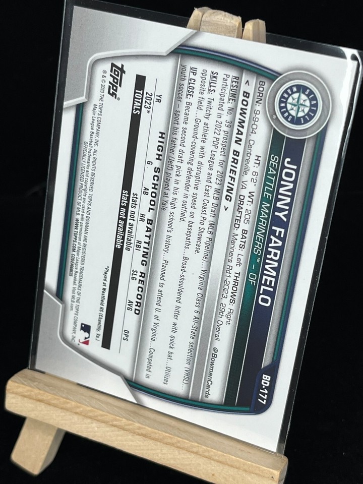 Jonny Farmelo #BD-117 - 2023 Bowman Draft - Seattle Mariners | eBay