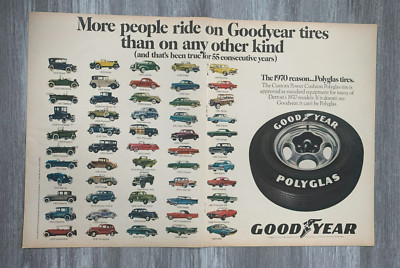 1970 GOODYEAR 21x13.5" Print Ad VG+ 4.5 More People Ride on Goodyear ...