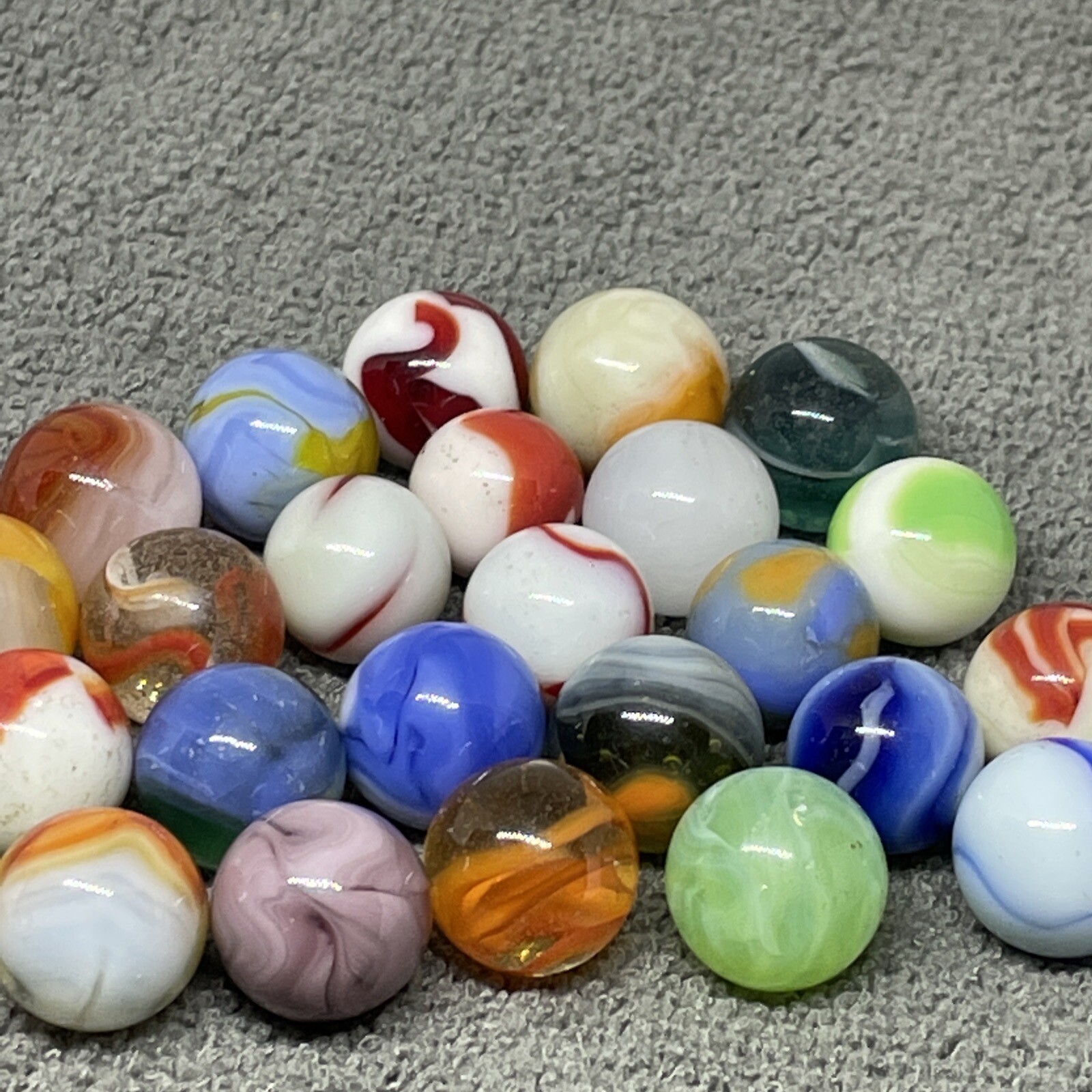 Original Antique Vintage Old Marbles Lot Swirl Blue Green Orange White ...