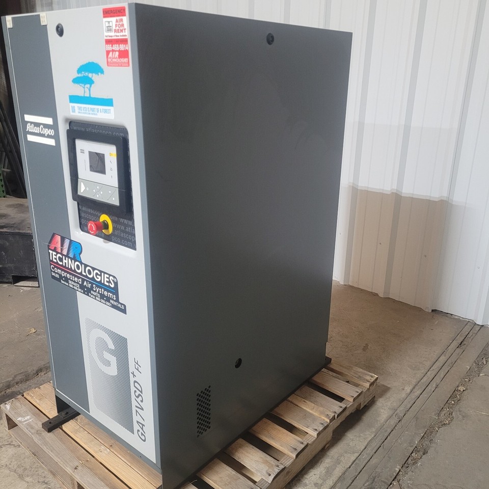 Atlas Copco GA7VSD+FF 185 PSI 10 HP Air Compressor Rotary Screw / Air ...