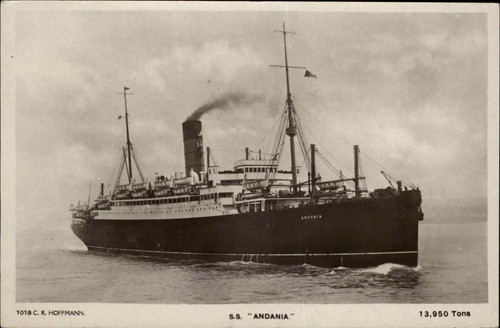 STEAMSHIP STEAMER SS Andania at Sea Old Real Photo RPPC Postcard | eBay
