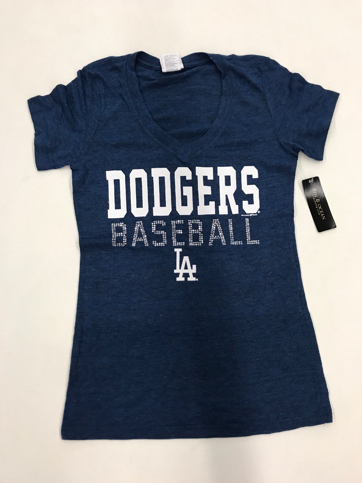 MLB Team Apparel Women’s LA Dodgers Rhinestone Navy Heather Sample Size ...