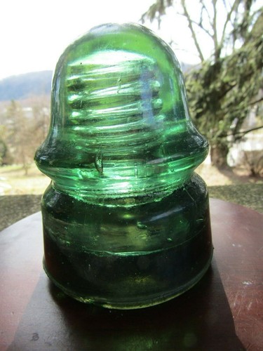 Antique Star Marked Green Glass Transformer- Electric Insulator ~3.0” x ...
