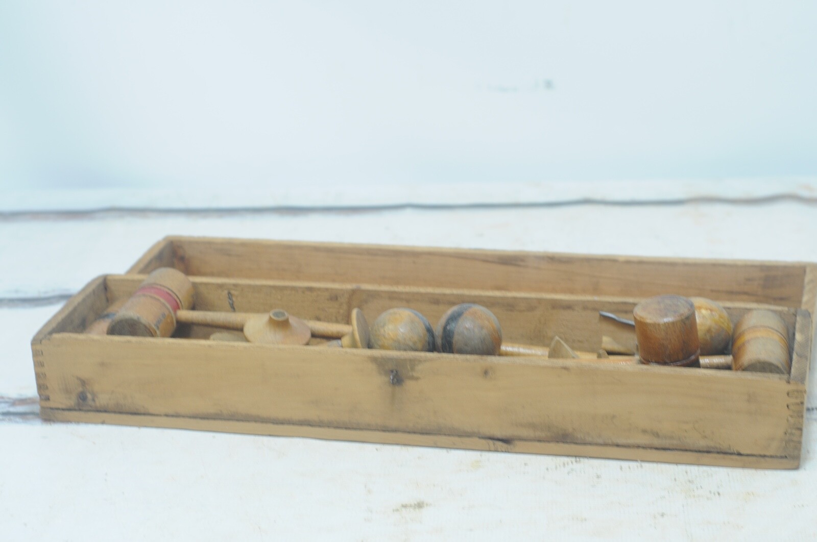 Antq Wood Croquet Set With Original Wood Box Table Croquet Set Possibly ...