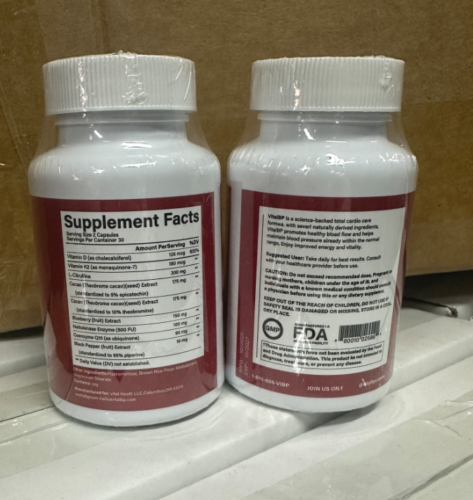 2X Vital BP Blood Pressure Support Supplement Cardiovascular Health 60 ...
