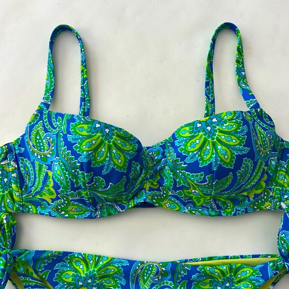 CALZEDONIA COBEY Bikini Paisley Blue and Green Sz Small | eBay