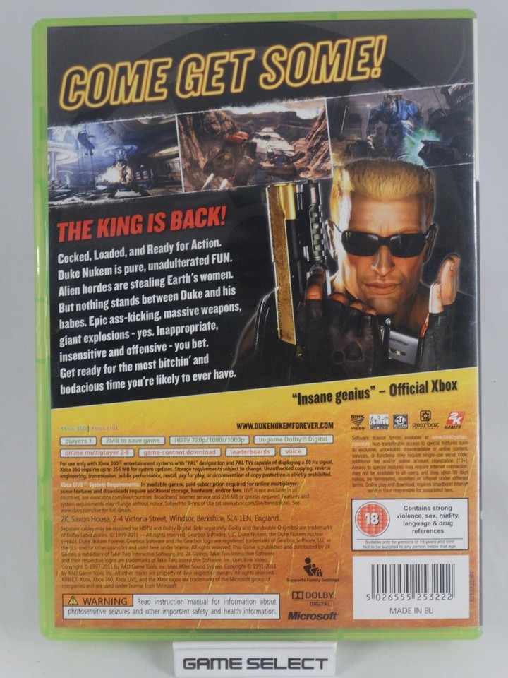 Duke Nukem Forever FOR Ever Microsoft Xbox 360 Pal Eu Eur Original ...