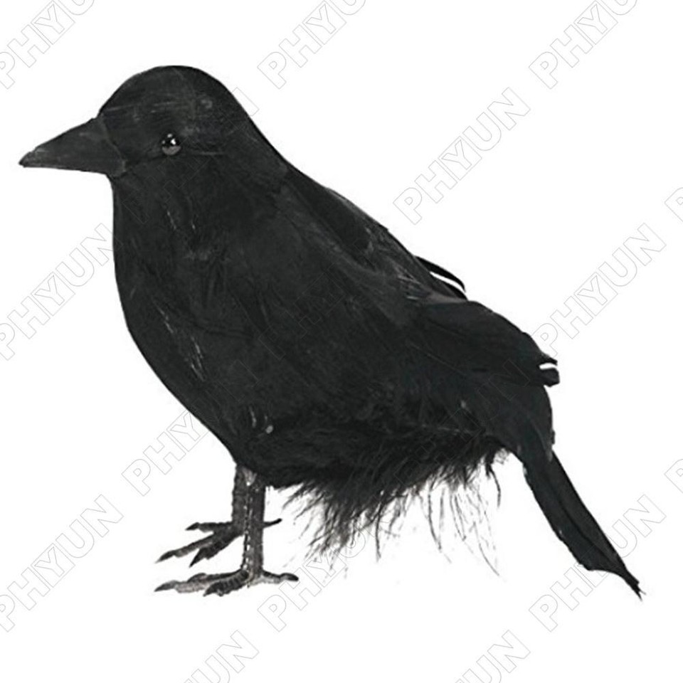 6x Halloween Crow Birds Prop Realistic Raven Feathered Spooky Party ...
