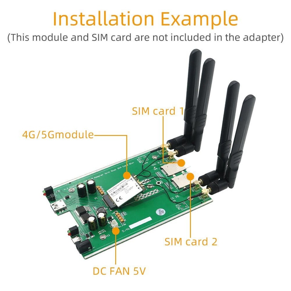 M.2(NGFF) 3G/4G/5G Module to USB 3.0 Adapter with dual SIM card slot ...